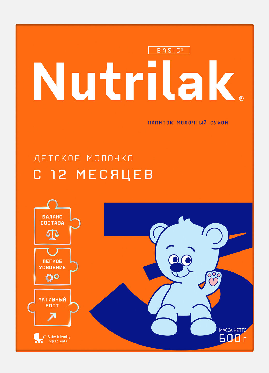 Напиток молочный сухой Nutrilak 3, для детей с 12 месяцев, 600 г