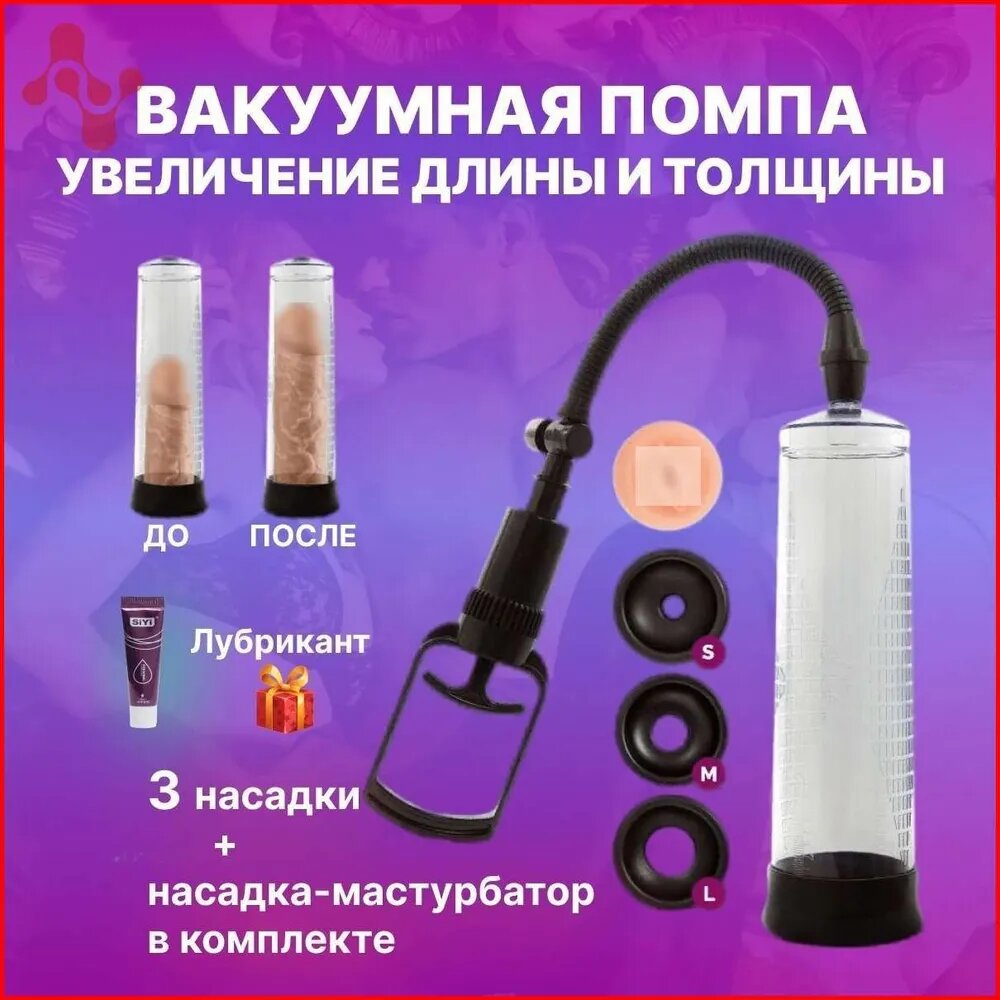 Вакуумная помпа для члена, насос для увеличения члена и продления эрекции. Секс игрушки для мужчин, мастурбатор