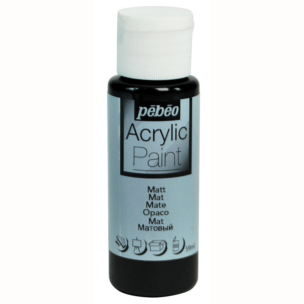 Краска акриловая Pebeo Acrylic Paint, декоративная, матовая, 59 мл, черный