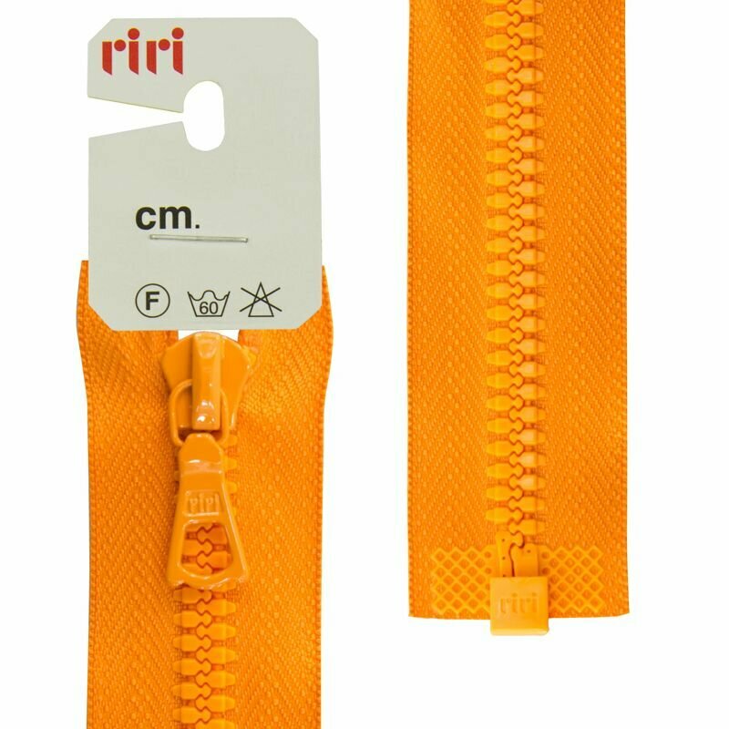 Молния riri Тракторная, разъемная, 1 замок, 6 мм, 40 см, цвет 2403, Оранжевый