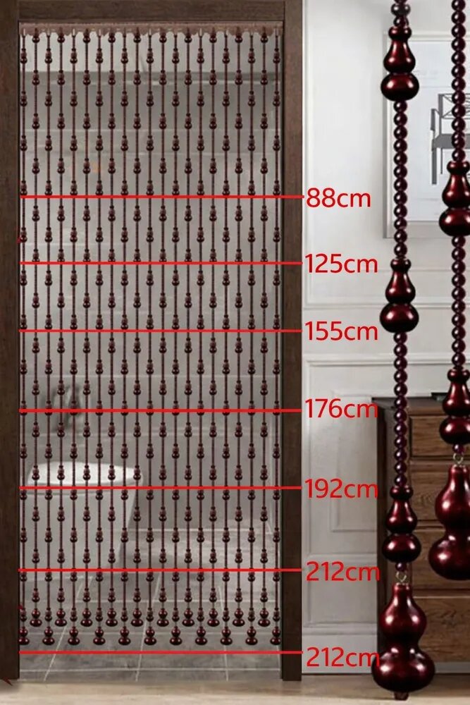 Занавеска на дверь из бусин 110x88 см красный