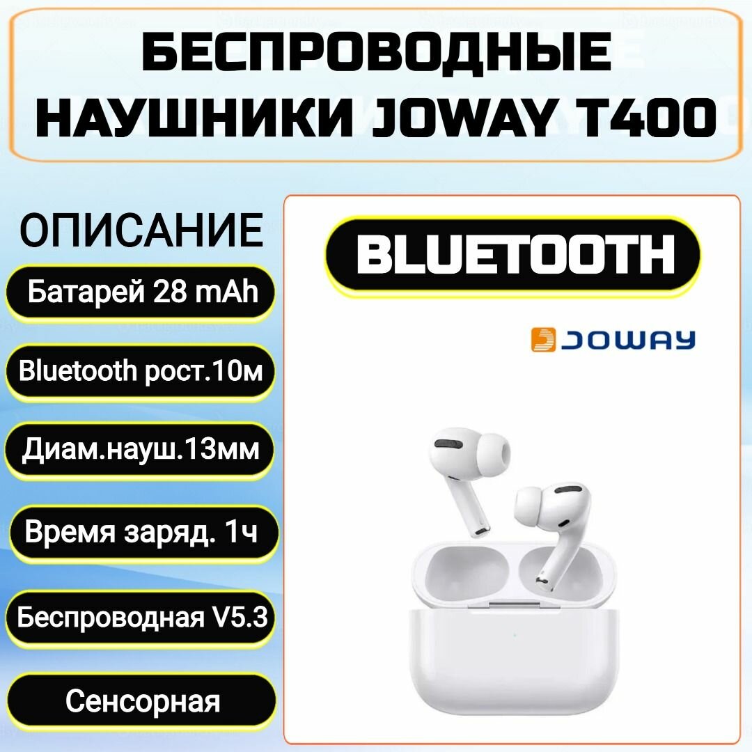 Наушники Joway Millennium, беспроводные, автоподстройка громкости, время работы 4 ч