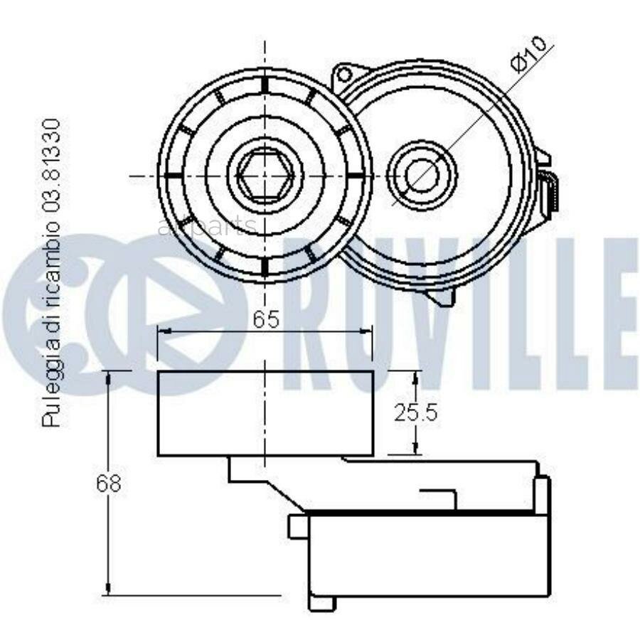 RUVILLE 542029 Натяжитель руч. ремня с роликом PEUGEOT 407/CITROEN C5/FORD MONDEO 2,0-2,2 TDCi 06=>