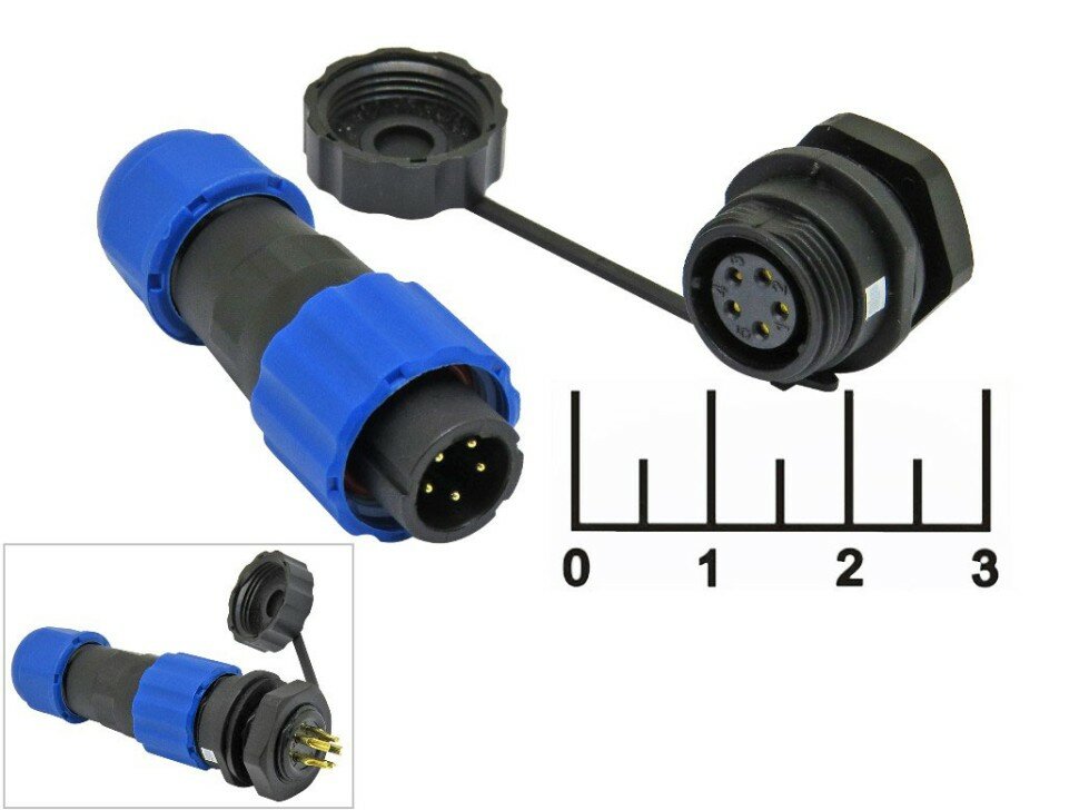 Разъем 5pin в комплекте влагозащищенный на кабель с крышкой SD1305H