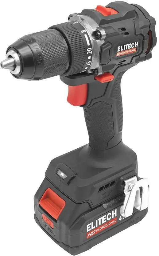 Дрель-шуруповерт аккумуляторная бесщеточная Elitech CD 20SL2, 20 В Li-Ion 2х2 Ач