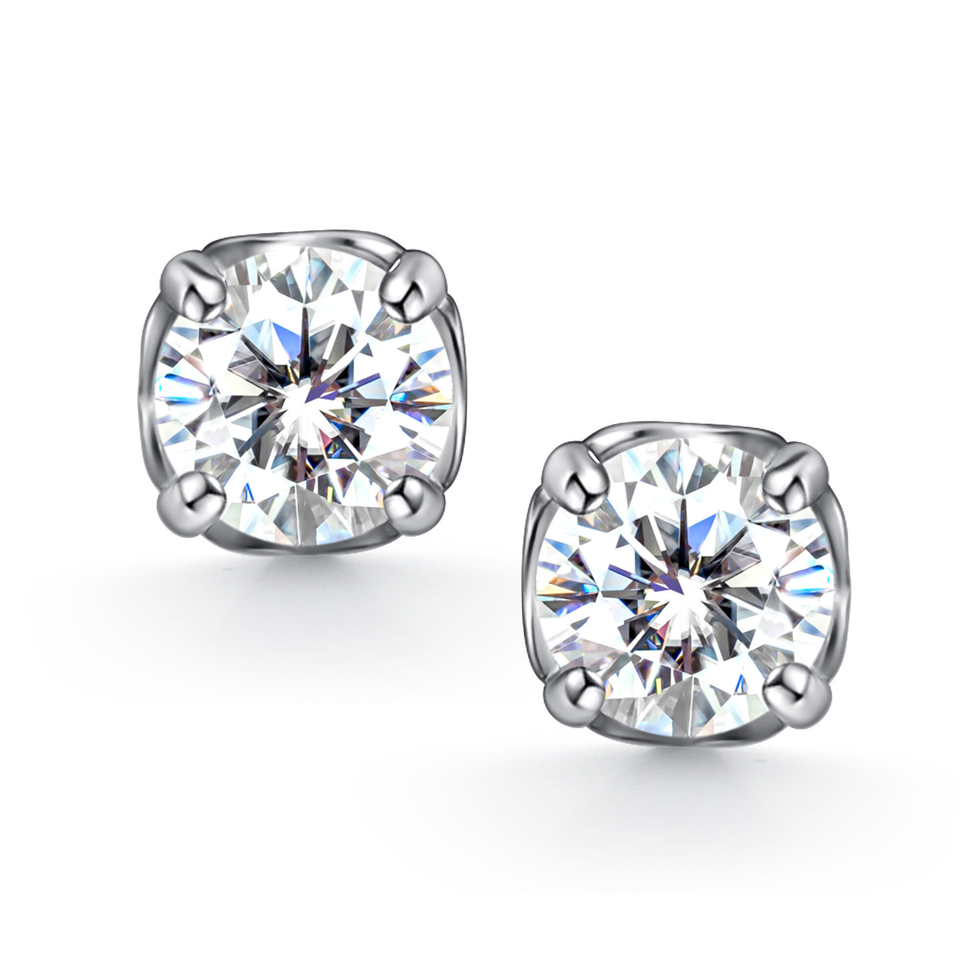 Серьги пусеты, серебро, 925 проба, серебрение, муассанит