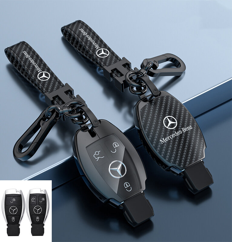 Металлический чехол для ключа Mercedes-Benz (карбон/черный)