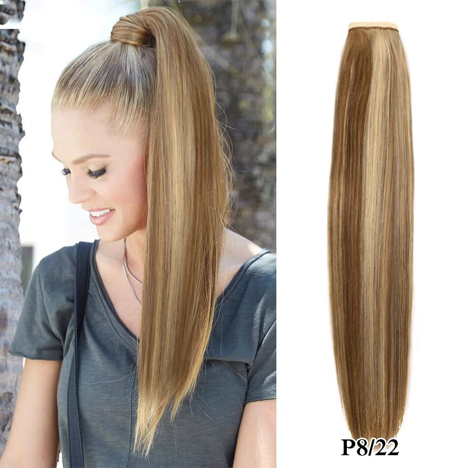 Натуральные волосы REAL BEAUTY конский хвост 30-75 см прямые 16inch 40cm 100g, P8-22