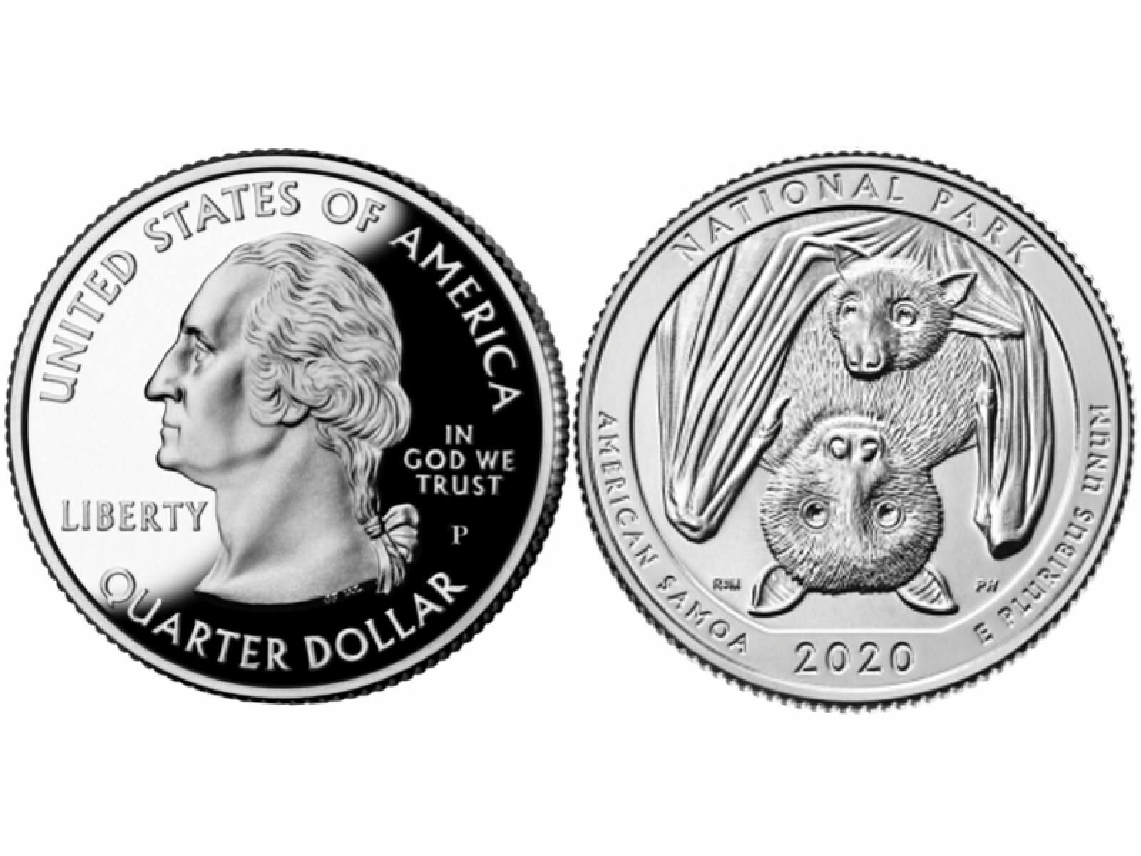 Монета квотер США 2020 г. (51-й) Национальный парк Американского Самоа (P)