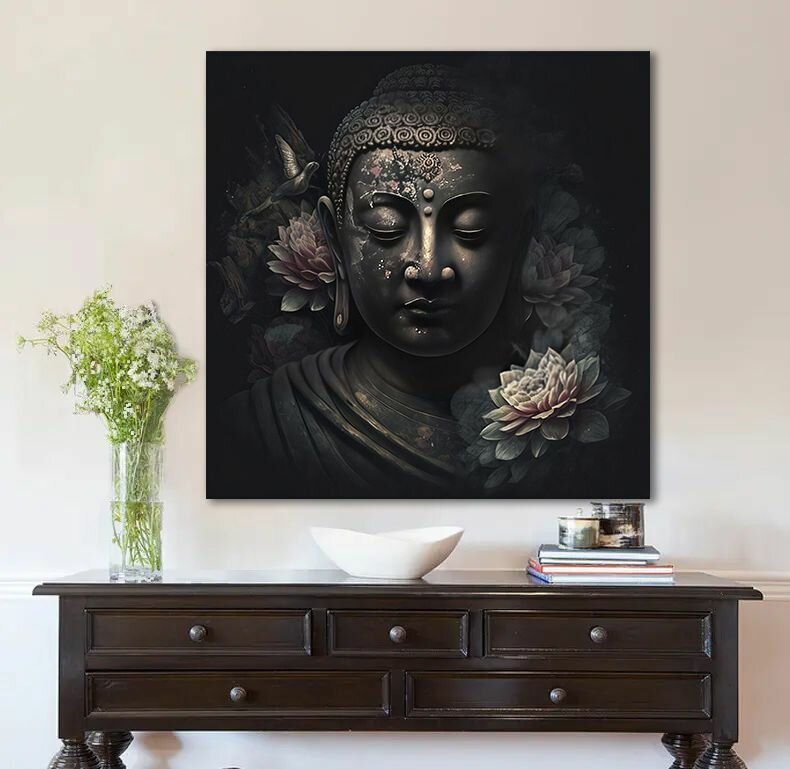 Картина ВсеКартины. тут "Многоликий Будда", холст, дерево, 40x40 см