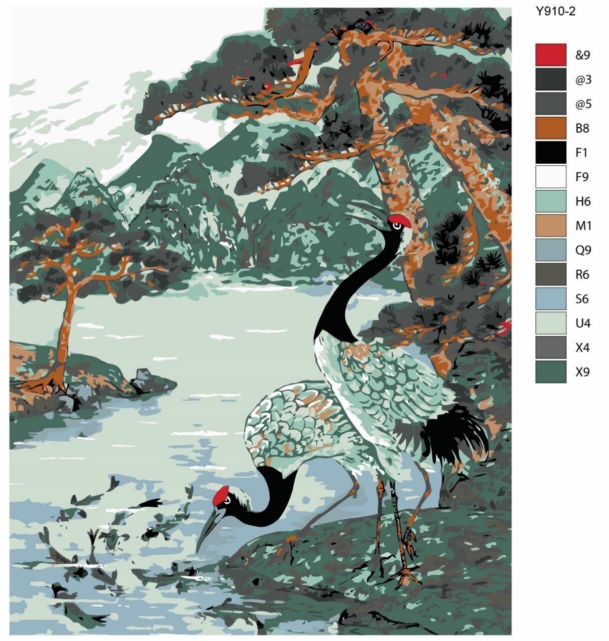 Картина по номерам Y-910 "Японские журавли" 40х50