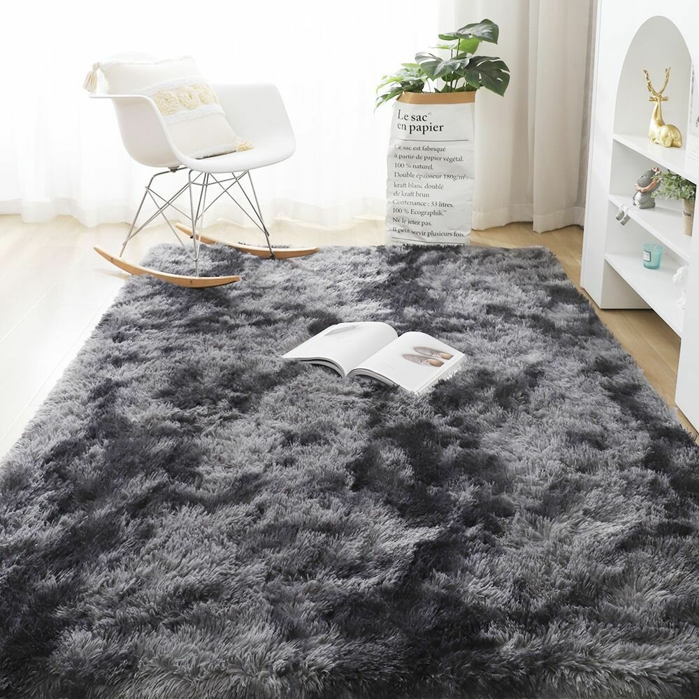 Ковер плюшевый, украшение комнаты, градиент темно-серый 0,8*1,6м
