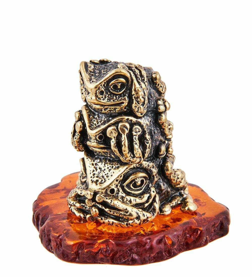 Фигурка Лягушки Мудрости (латунь, янтарь) A2182074 Народные промыслы, бронзовый
