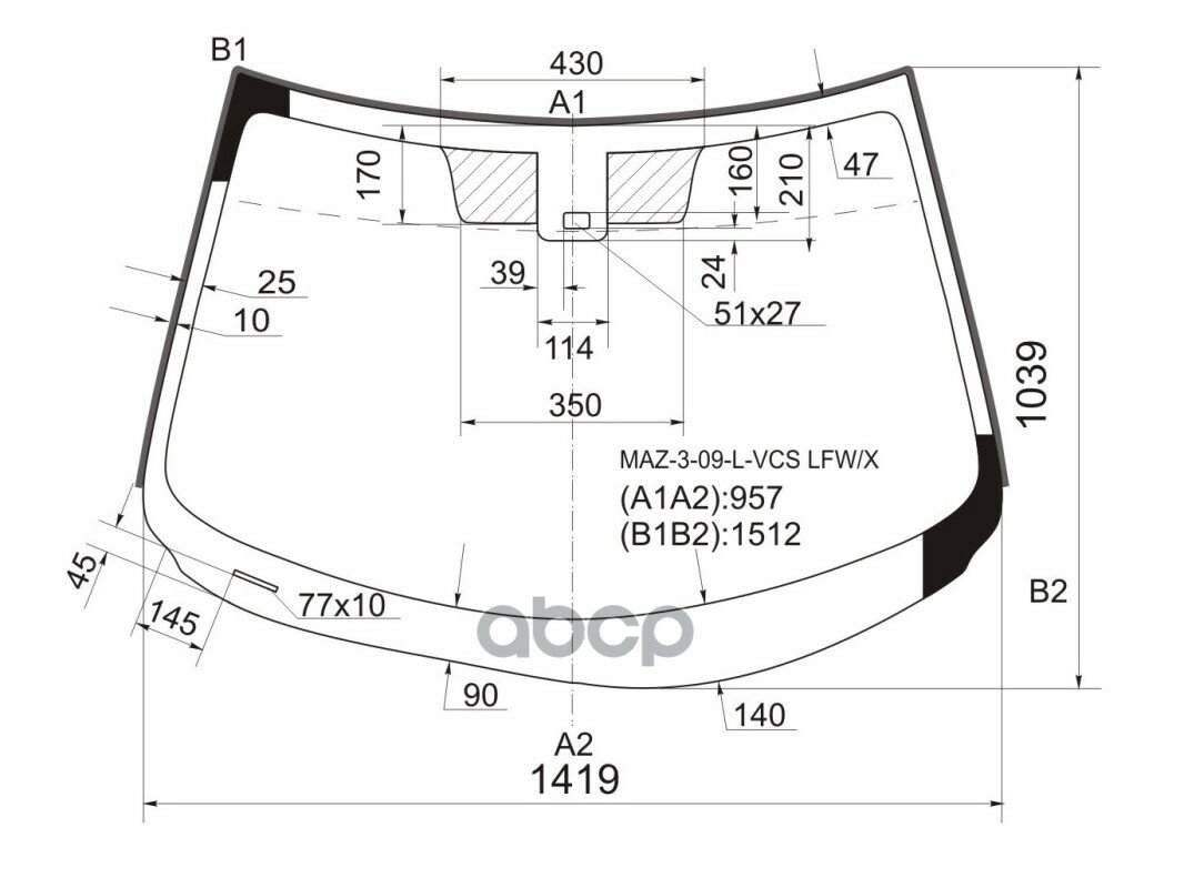 Стекло лобовое (Датчик дождя) Mazda 3 08-11 XYG арт. MAZ-3-09-L-VCS LFW/X