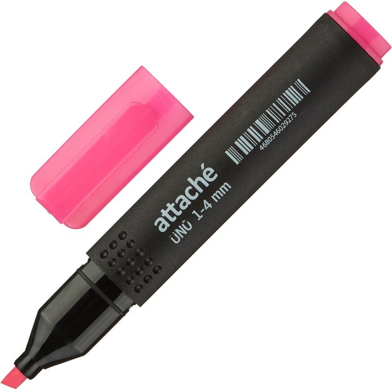 Маркер выделитель текста Attache Uno, 1-4 мм, розовый, Economy (892704)
