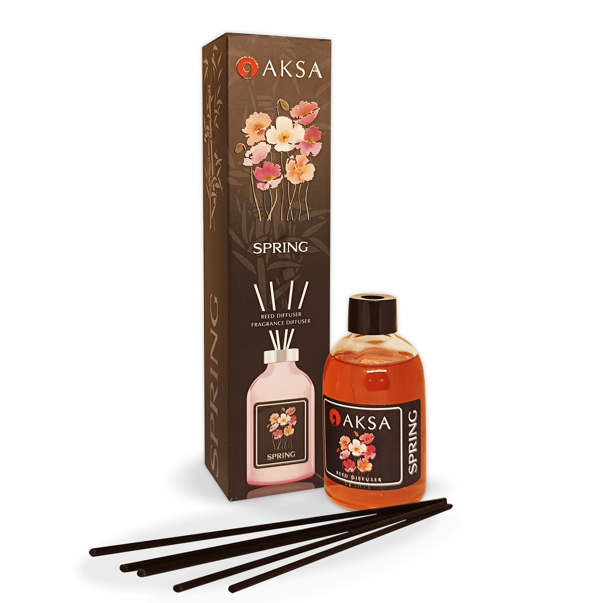 Ароматизатор для дома, Диффузор ароматический с палочками Aksa Spring (Весна), 100мл