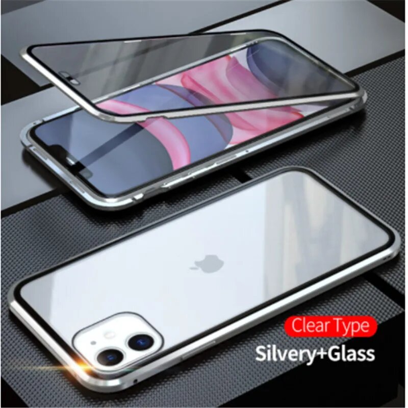Чехол для iPhone Clear Type Silvery+Glass