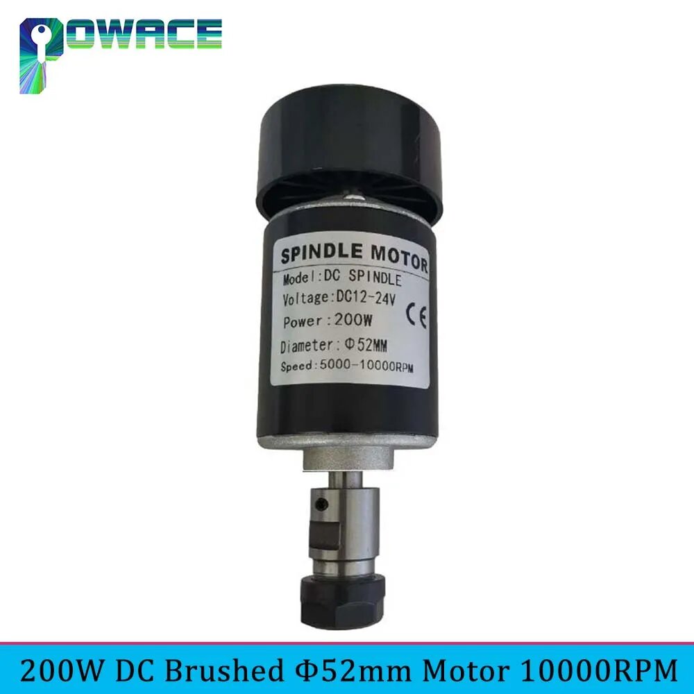 POWACE 52 мм двигатель шпинделя 200 Вт постоянного тока ER11 ER16 12-24 В 200W ER11 kit