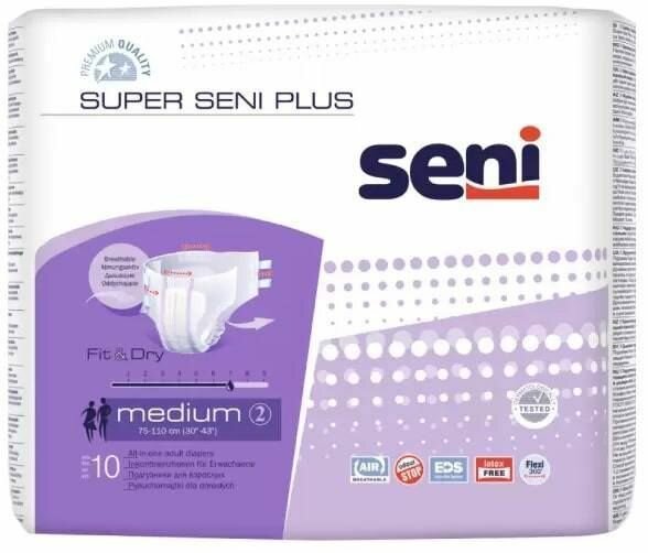 Seni Super Plus, подгузники для взрослых (M), 10 шт.