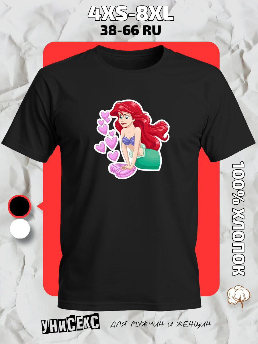 Футболка с принтом русалочкасердцами