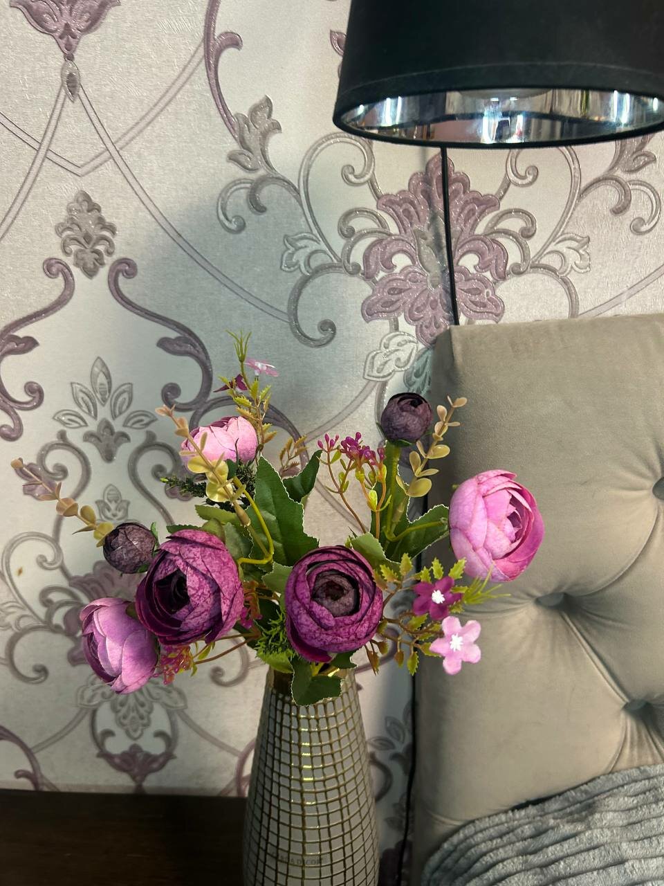 Искусственный букет Holodilova "Пионовидная Роза", текстиль, цвет бордовый, 35 см