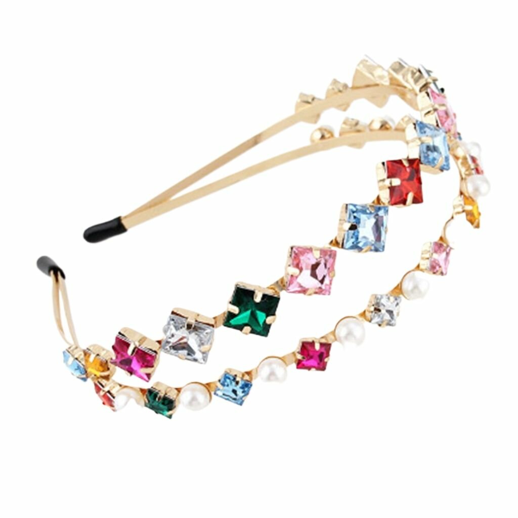 (1) Старинный ободок в стиле барокко - золото с квадратными бриллиантами