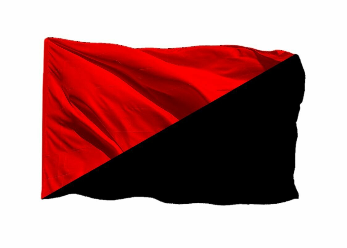 Флаг Анархо-синдикалистов черно-красный, 90х135 см на шёлке для ручного древка