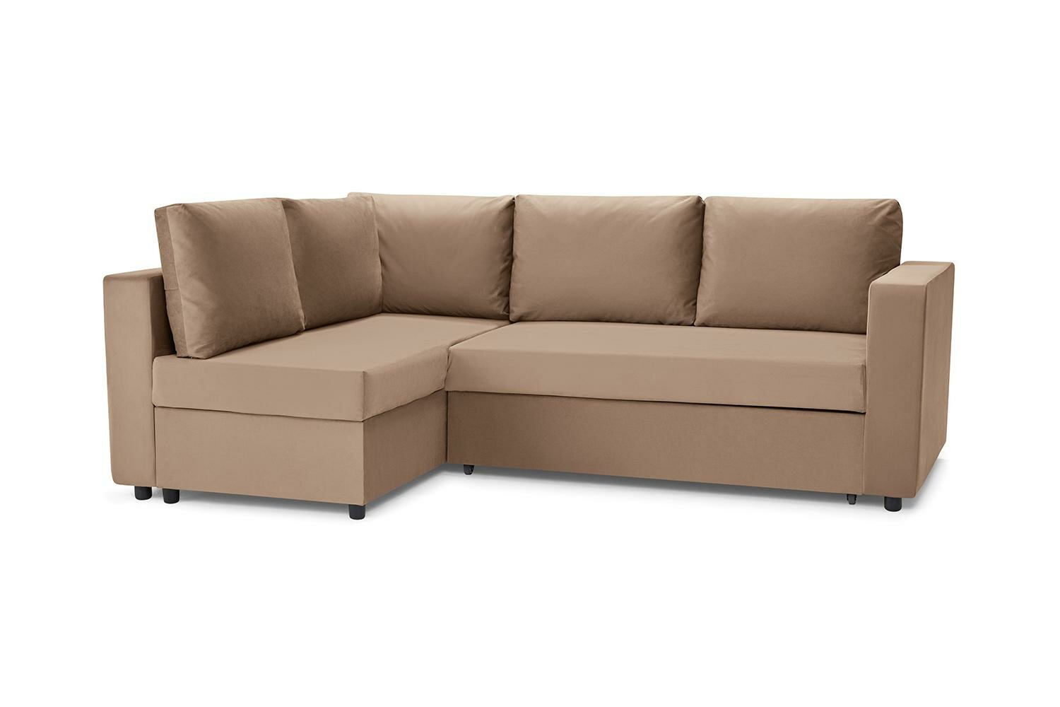 Угловой диван-кровать Hoff Мансберг, универсальный угол, 225х88х155 см, цвет кофейный светлый