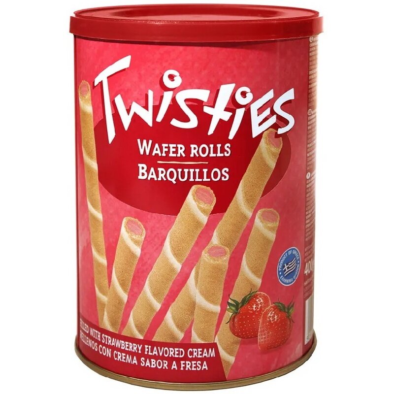 Вафли TWISTIES палочки с клубничным кремом /жесть/ 400г