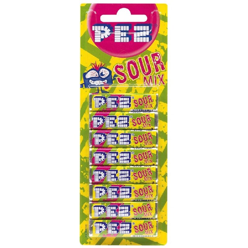 Конфета PEZ SOUR MIX кислючка (красящая язык) набор 68г
