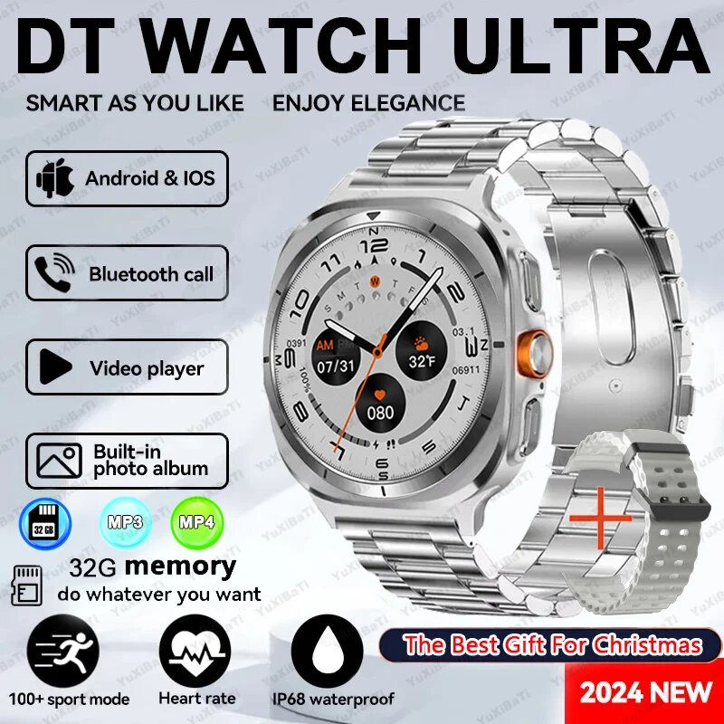 2025 New DT Watch 7 Ultra 32GB Memory Video GPS NFC 47mm AMOLED Smart Watch Men Fitness Sports Tracker Health Smartwatches Women