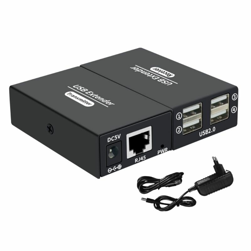 USB-удлинители, 4 порта по Cat6, передатчики 200 м для увеличенных расстояний до