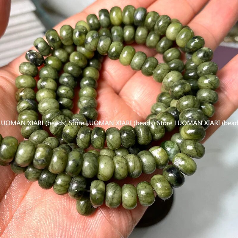 Бусины из нефрита LUOMAN XIARI 5x8 мм зелёного цвета