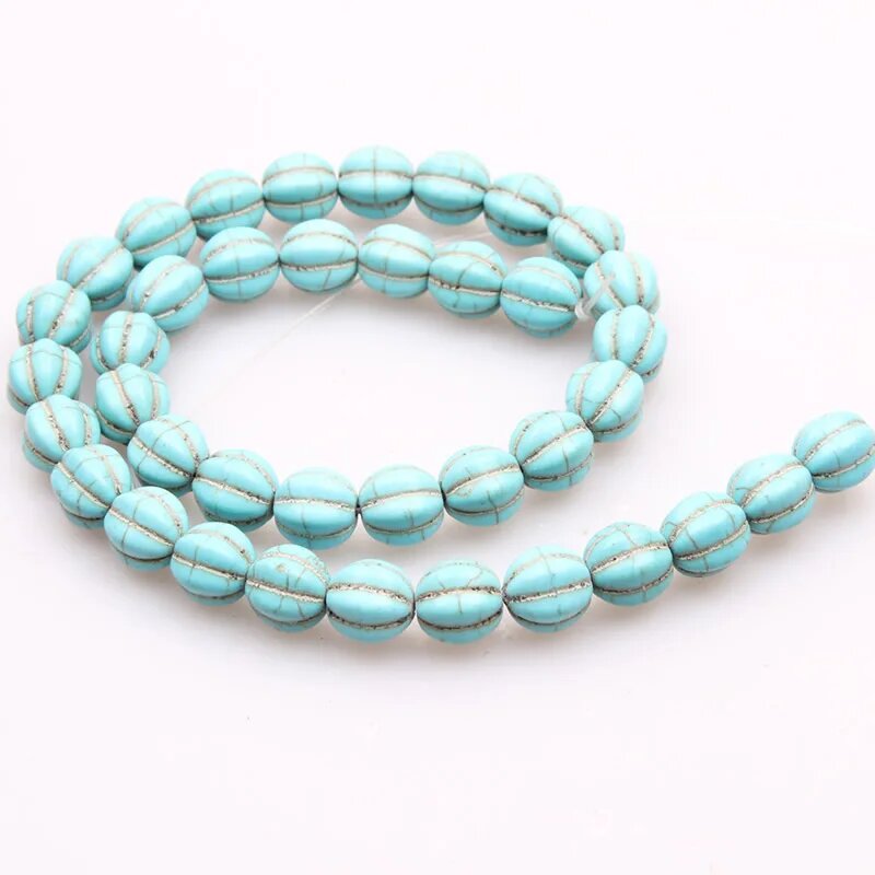 Бирюзовые бусины Howlite 10 мм, 35 шт