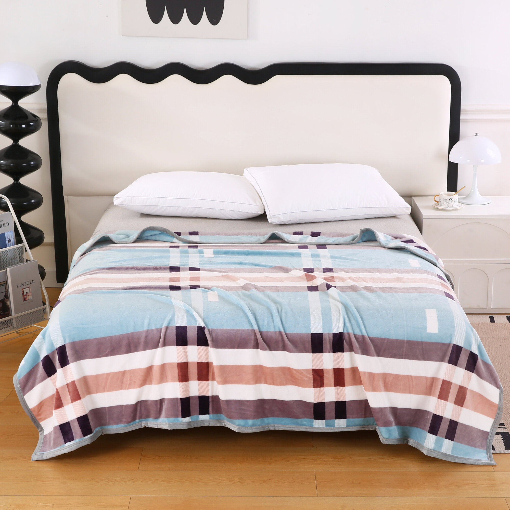 Плед плюшевый евростандарт, 200х220, материал микрофибра, декоративный кант