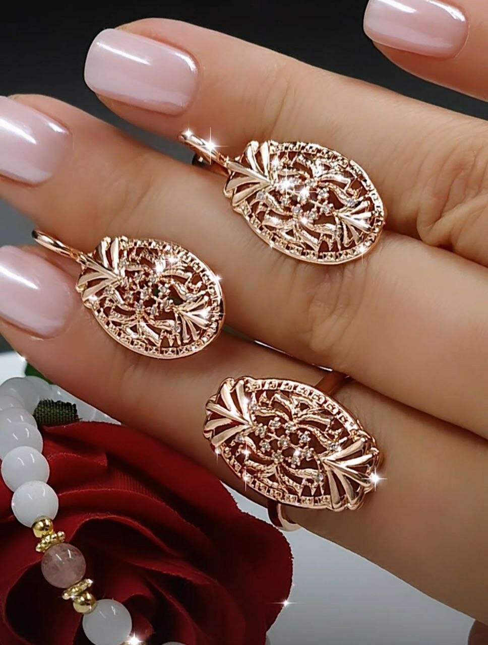 Комплект бижутерии, фианит