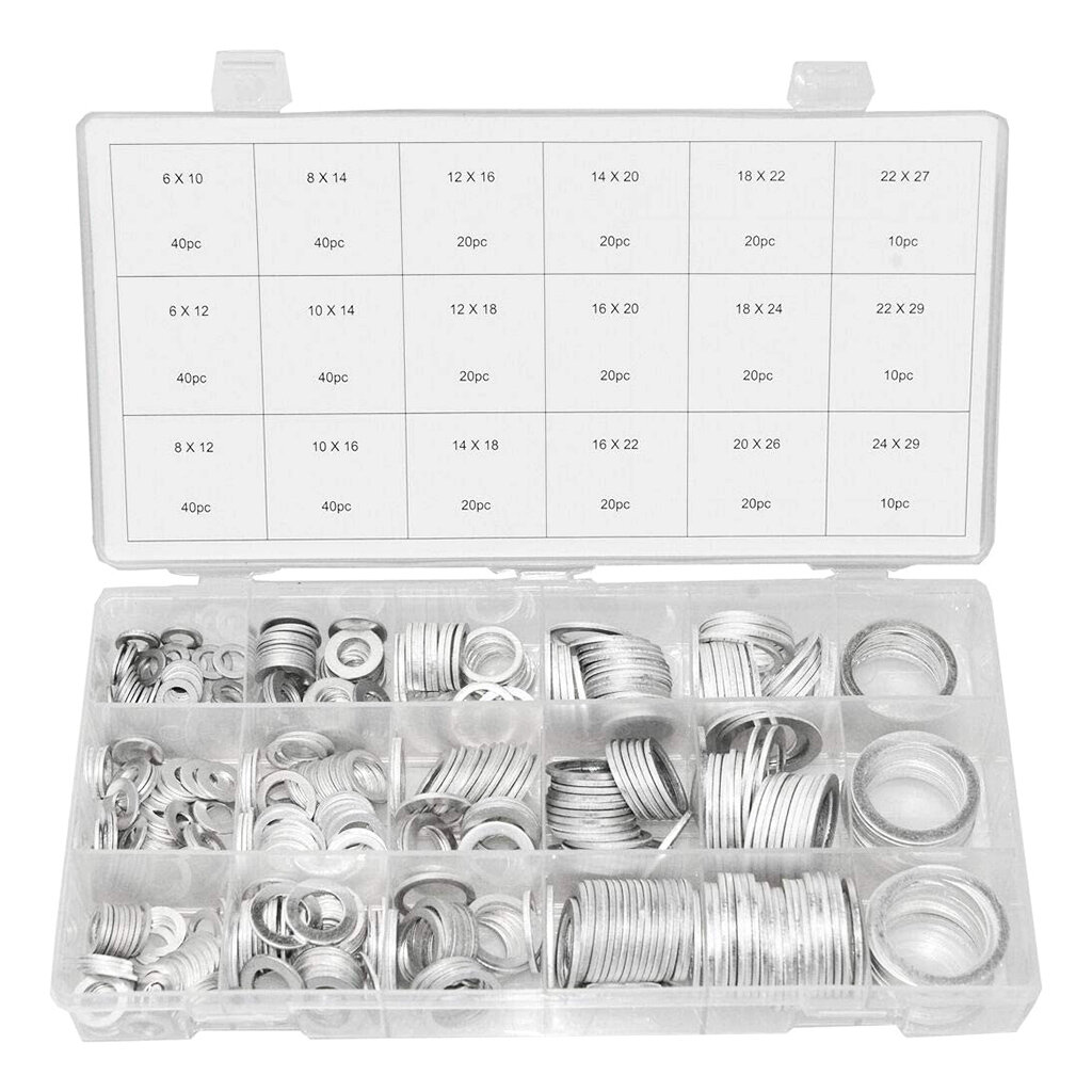 450 штук алюминиевых компрессионных прокладок и уплотнительных колец для сливных пробок моторного масла автомобиля и бытовых деталей