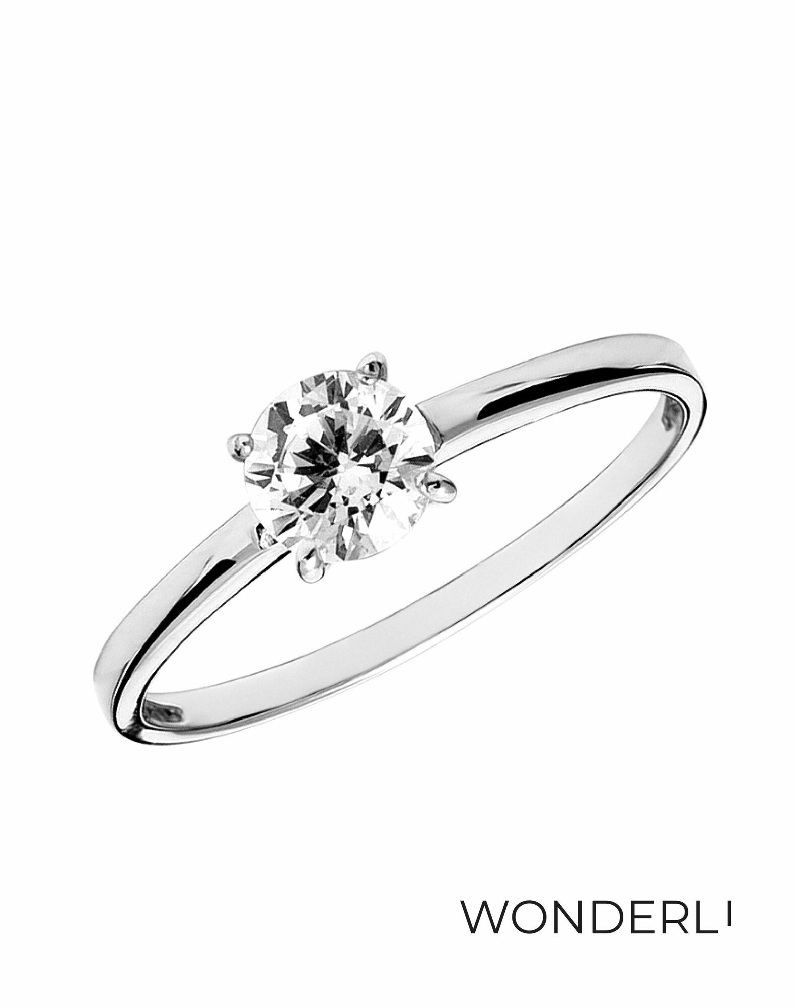 Кольцо помолвочное, серебро, 925 проба, родирование, фианит