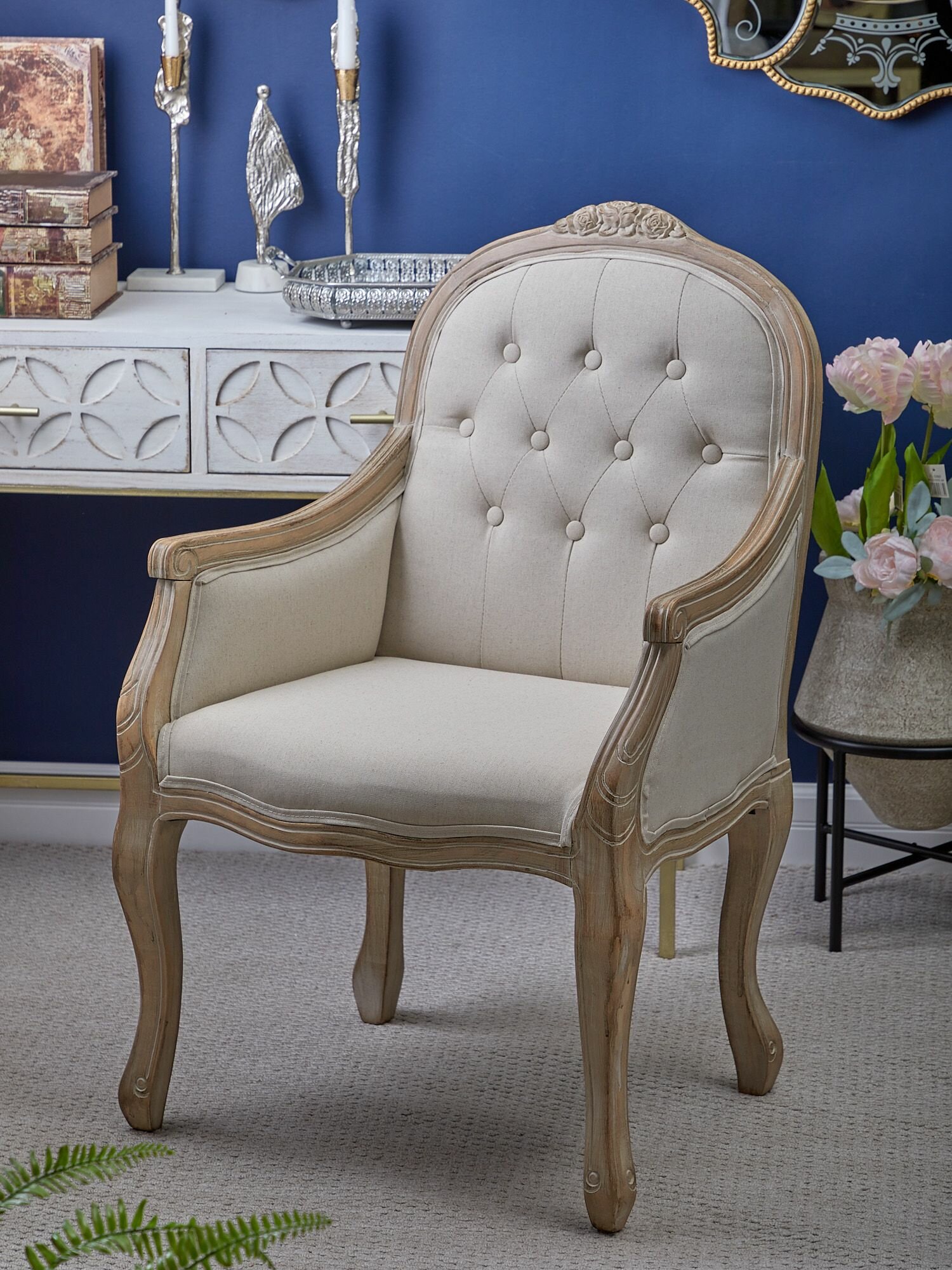 Кресло Glasar 51-094, велюровая обивка, классический стиль, 62x50x102 см