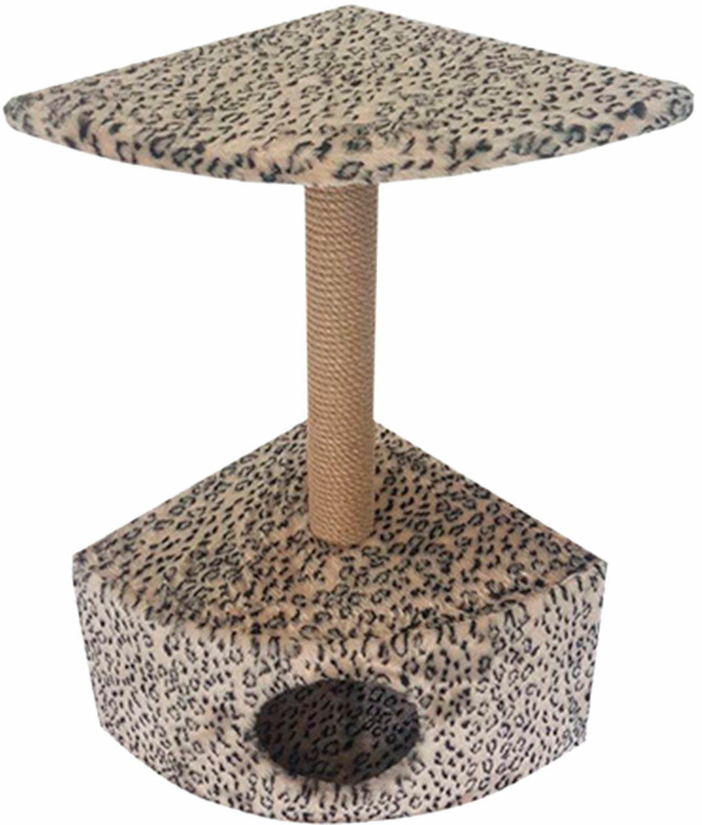 Домик Угловой Пушок мех бежевый леопард (1 шт)