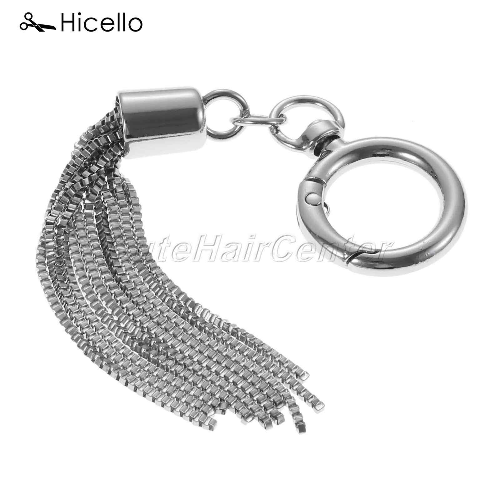 Серебряная цепочка-кисточка для сумки Hicello 10-15 см