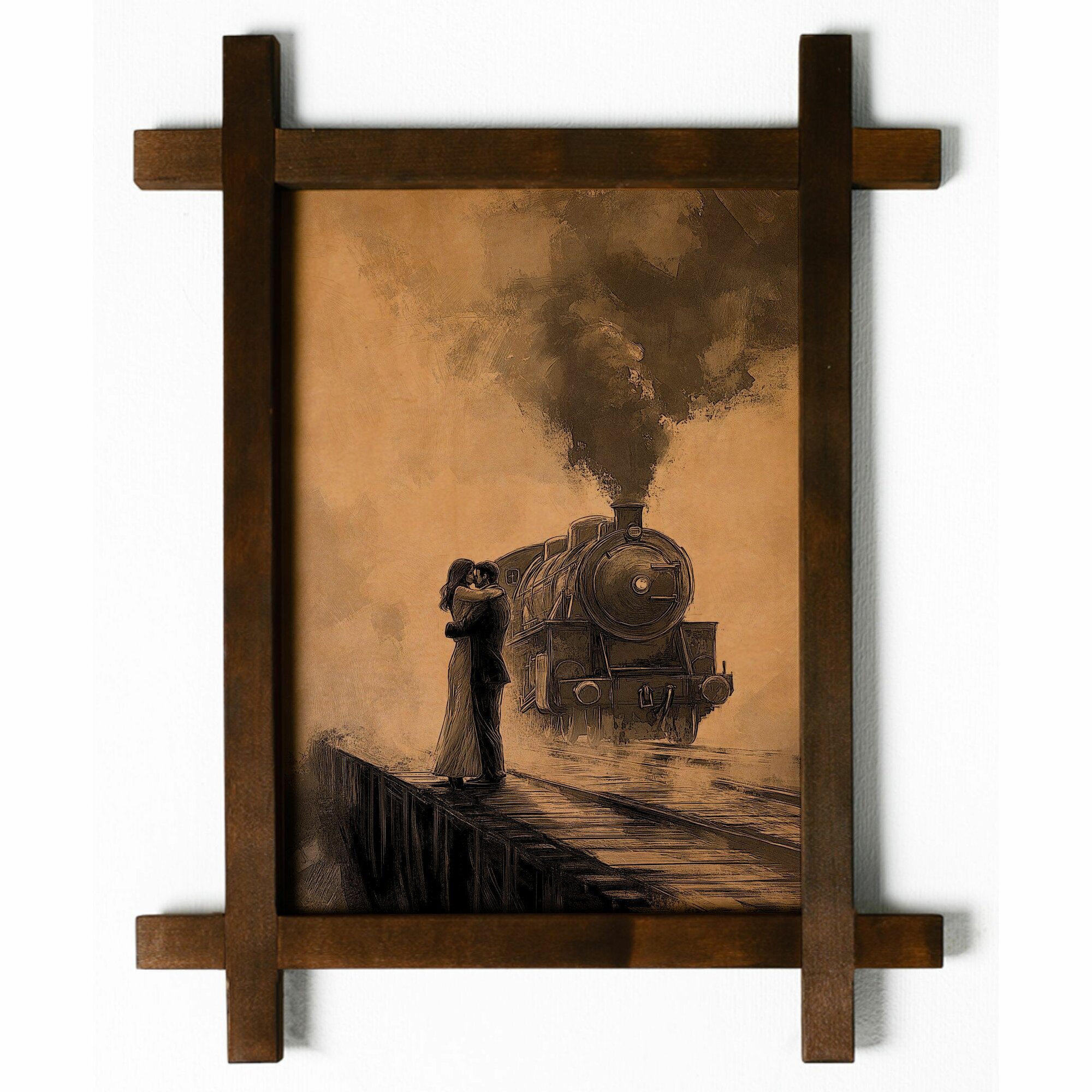 Картина интерьерная из кожи "Долгожданная встреча", BoomGift