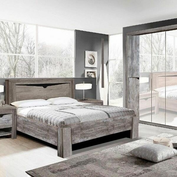 Кровать Слониммебель "Гарда", 160x200х96 см, ЛДСП, реечное основание, цвет сосна джексон