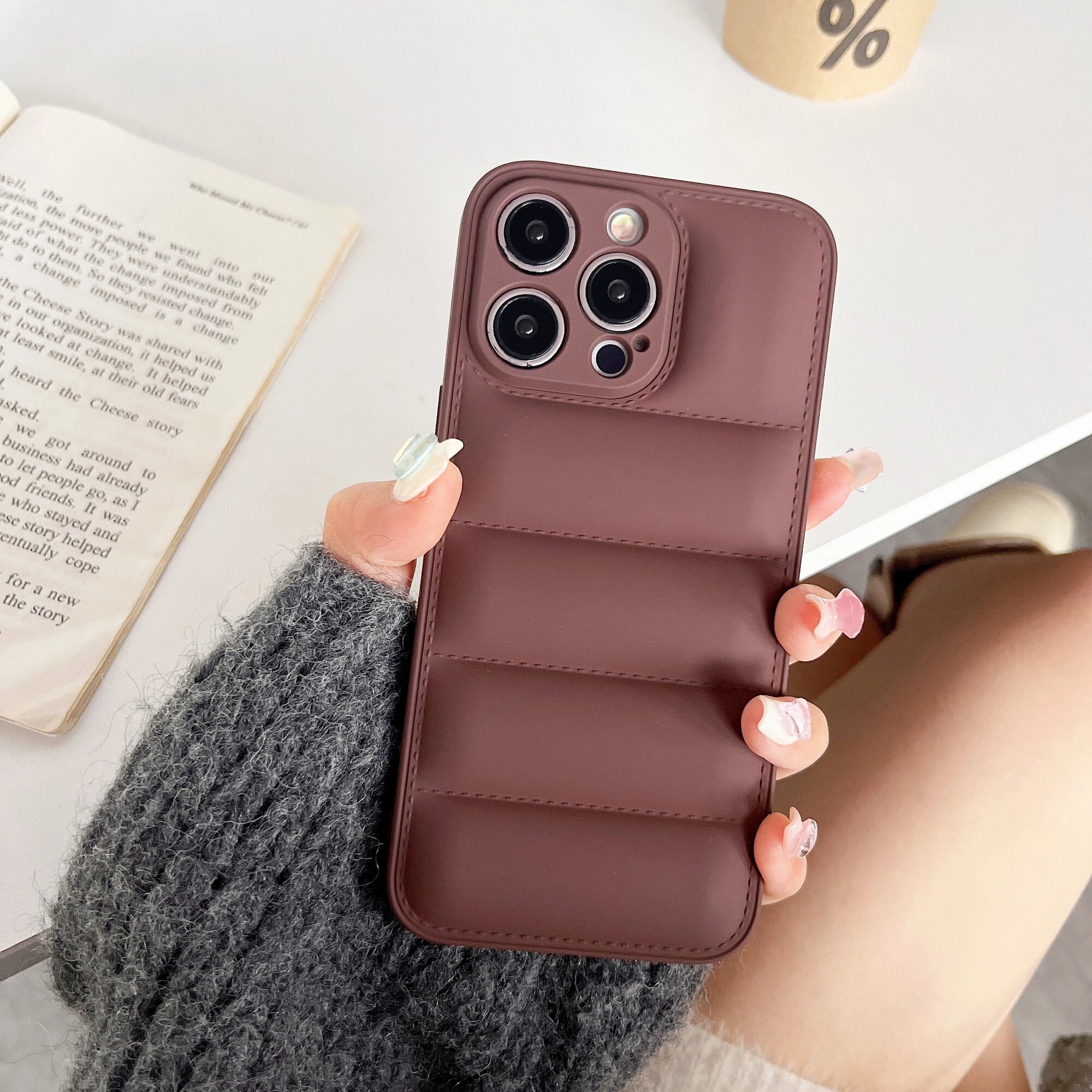 Силиконовый противоударный чехол-пуховик для iPhone 16, 15, 14 Plus, 13, 12, 11 Pro XR X XS Max, зимний красочный мягкий пуховик