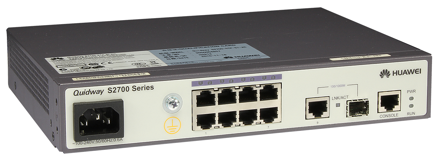 Коммутатор Huawei S2700-9TP-SI-AC 8х100 Мбит/с 1х1000Мбит/с 02352337