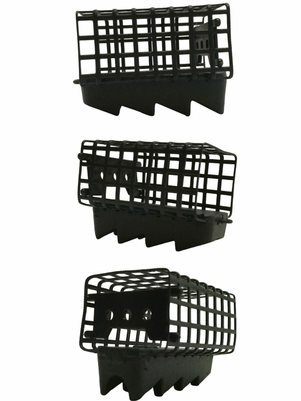 3 шт. Кормушка фидерная черная с грунтозацепом 100 гр. для реки с умеренным или сильным течением