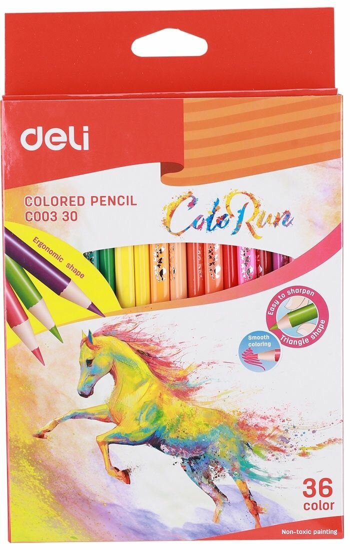 Карандаши цветные Deli ColoRun, тополь, 36 цветов (EC00330)