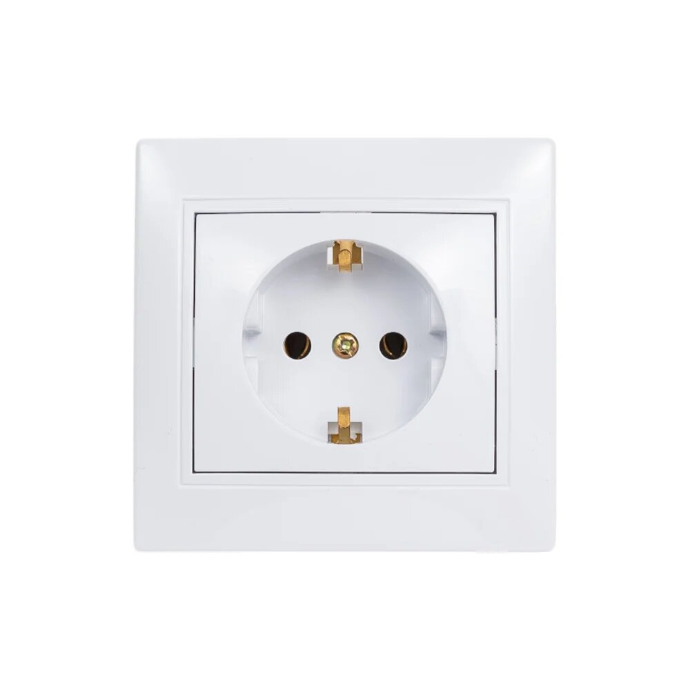 Розетка Intro Plano 1-202-01 с заземлением 2P+E Schuko, 16А-250В, IP20, СУ, белый, Б0053874