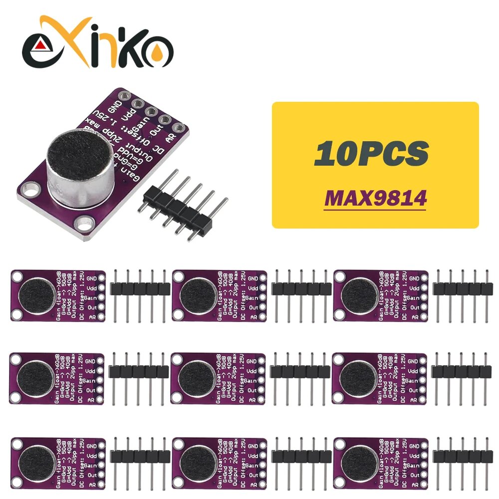 Микрофонный усилитель MAX9814 с АРУ для Arduino 10pcs-MAX9814