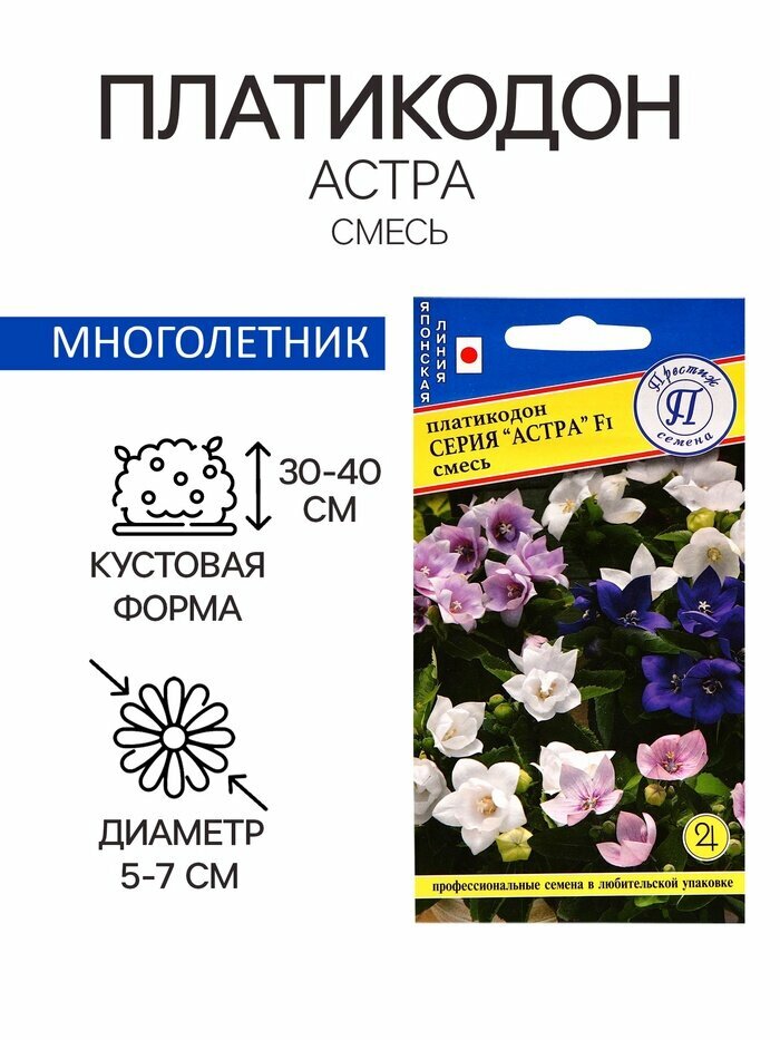 Семена цветов Платикодон "Астра", Смесь, F1, 5 шт